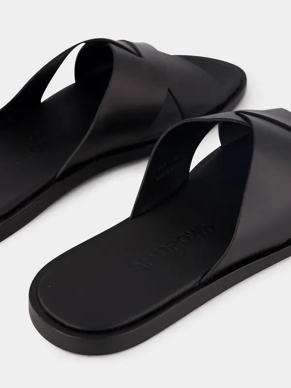 Orlebar Brown Muro Leather Crossover Sandals - Black