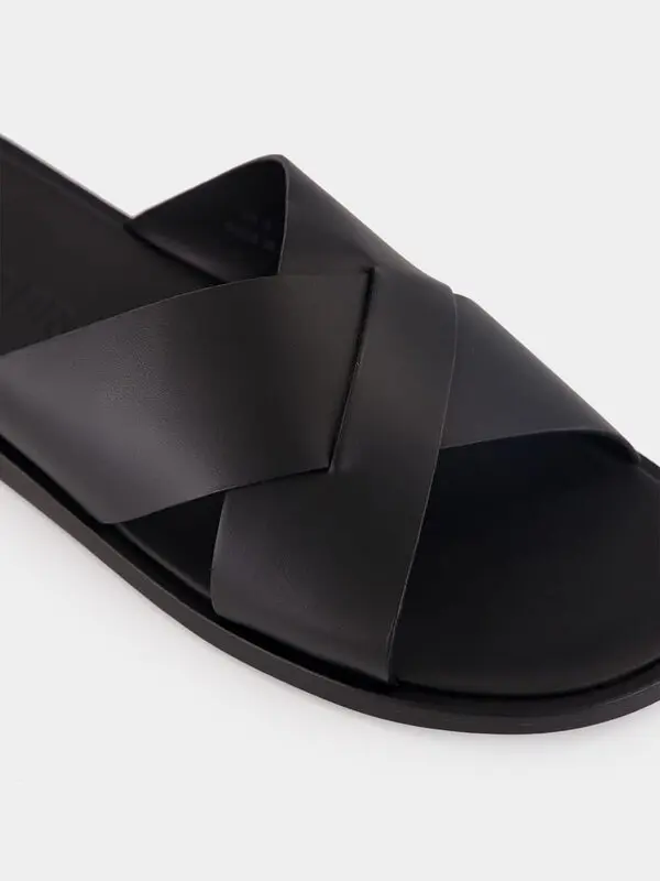 Orlebar Brown Muro Leather Crossover Sandals - Black