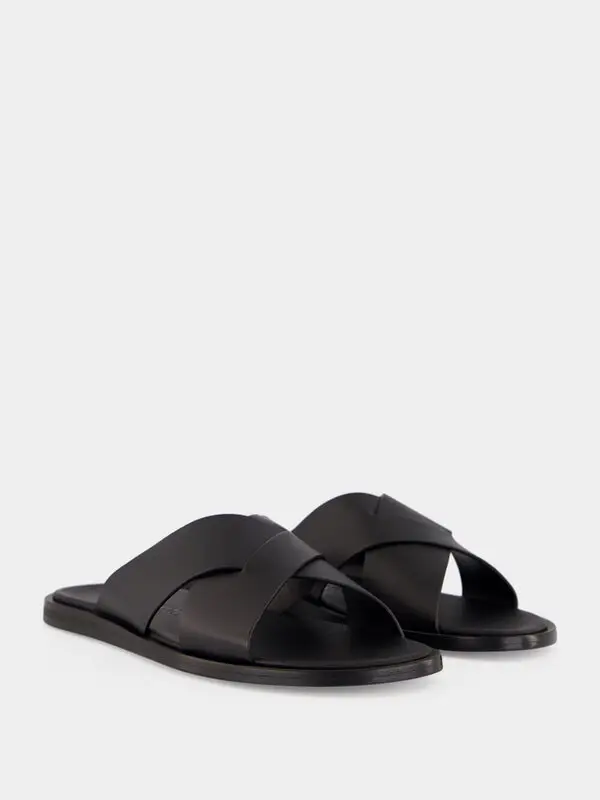 Orlebar Brown Muro Leather Crossover Sandals - Black
