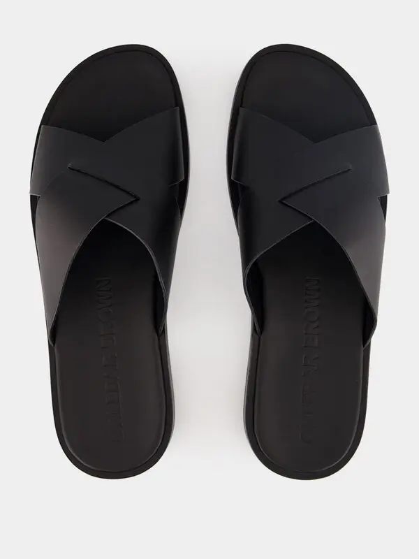 Orlebar Brown Muro Leather Crossover Sandals - Black