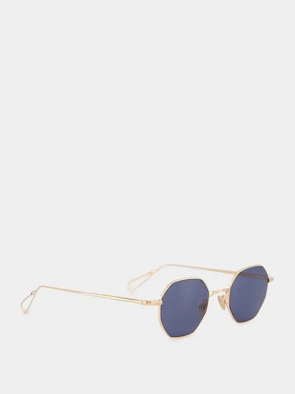 AHLEM Gaillon Octagon Sunglasses In Peony Gold - Blue