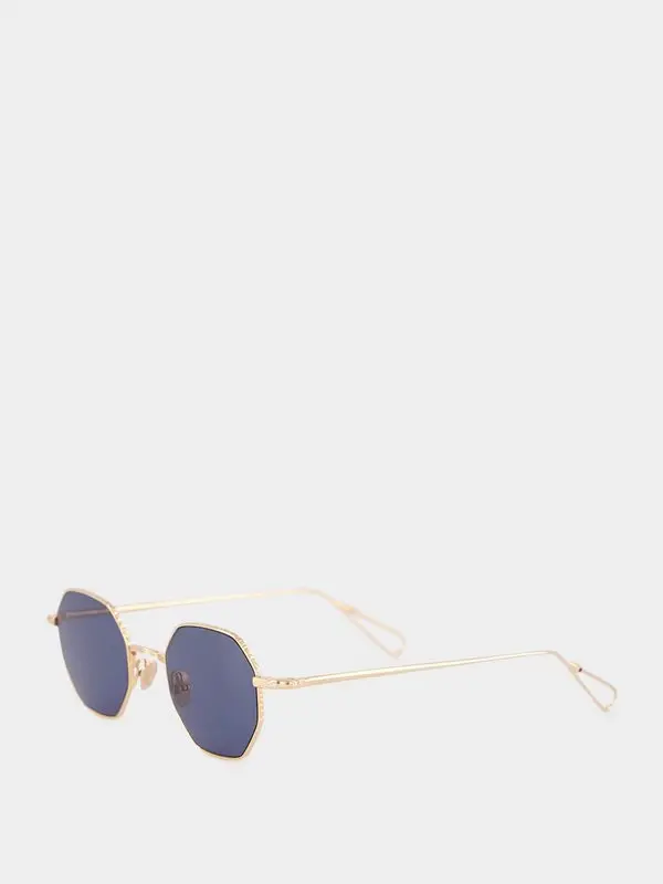 AHLEM Gaillon Octagon Sunglasses In Peony Gold - Blue