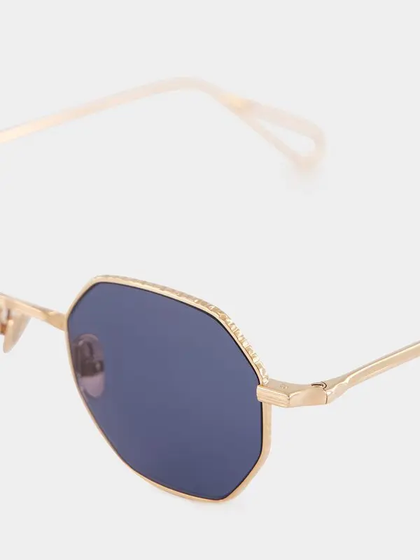 AHLEM Gaillon Octagon Sunglasses In Peony Gold - Blue