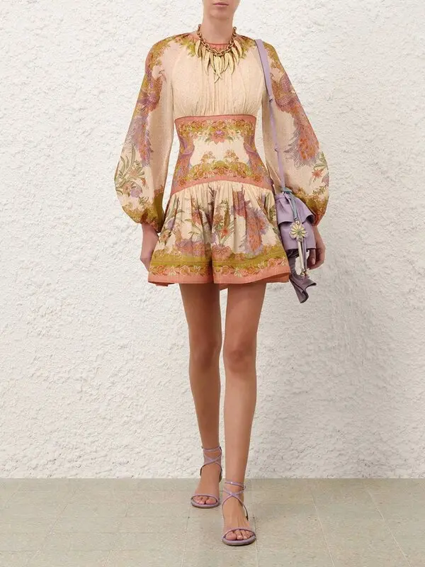 Zimmermann Indra Chartreuse Floral Mini Dress - Multicolour