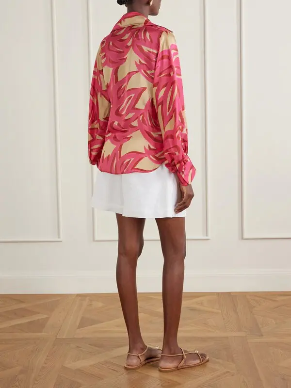 Themis Z Ismene Printed Silk-blend Satin Blouse