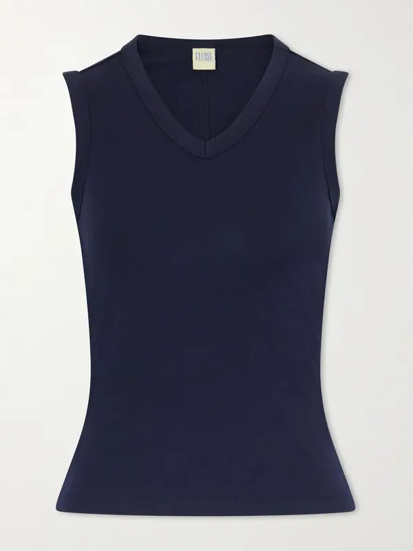 FLORE FLORE Jill" Organic Cotton-jersey V-neck Tank