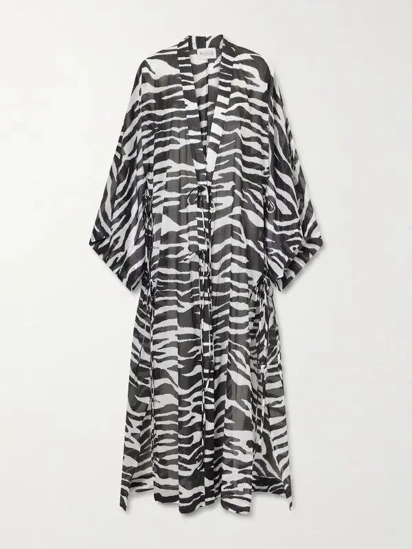 Attico Zebra-print Cotton Kaftan - Black