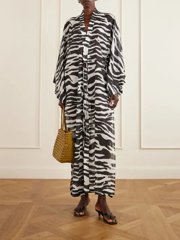 Attico Zebra-print Cotton Kaftan