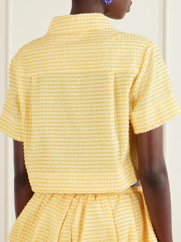Simkhai Reeves Checked Seersucker Cropped Shirt - Yellow