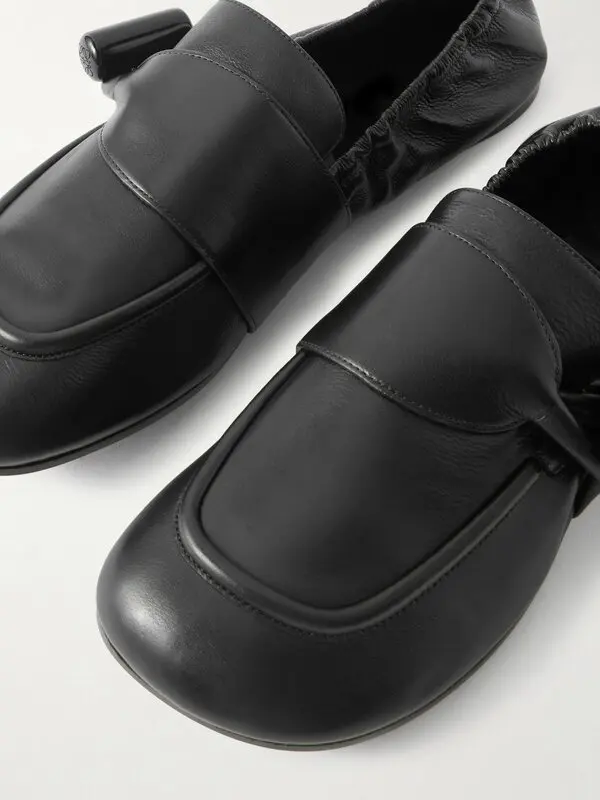 Loewe Toggle Embellished Leather Loafers - Black