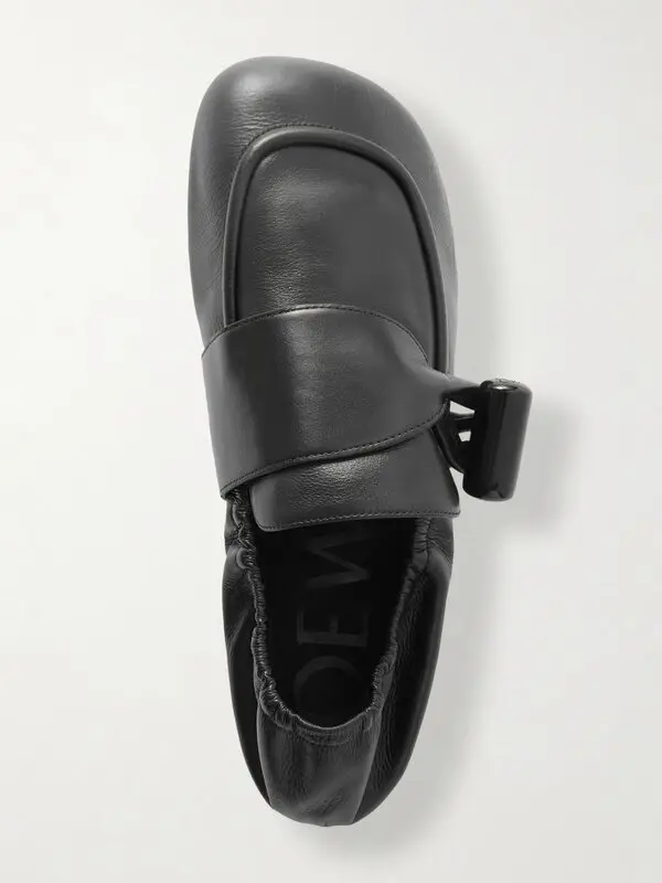 Loewe Toggle Embellished Leather Loafers - Black