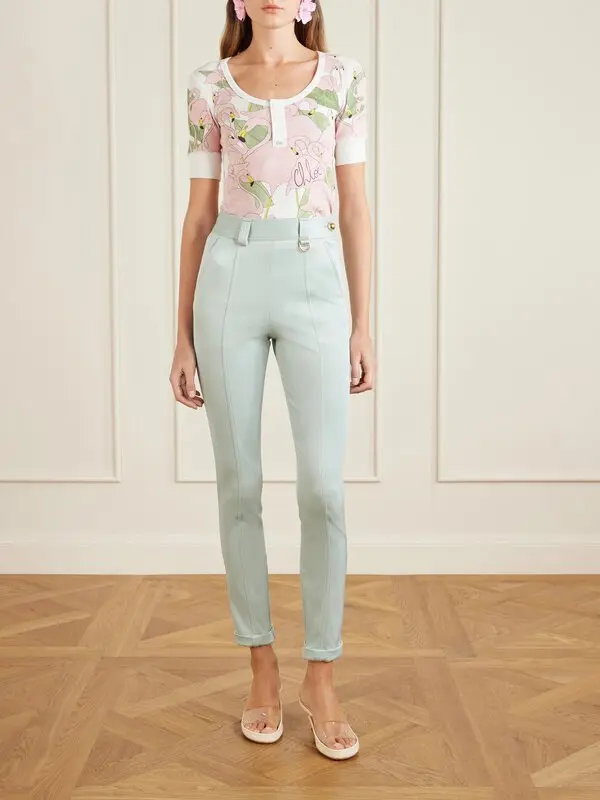 Chloé Flamingo Print Ribbed Cotton T-shirt - Pink