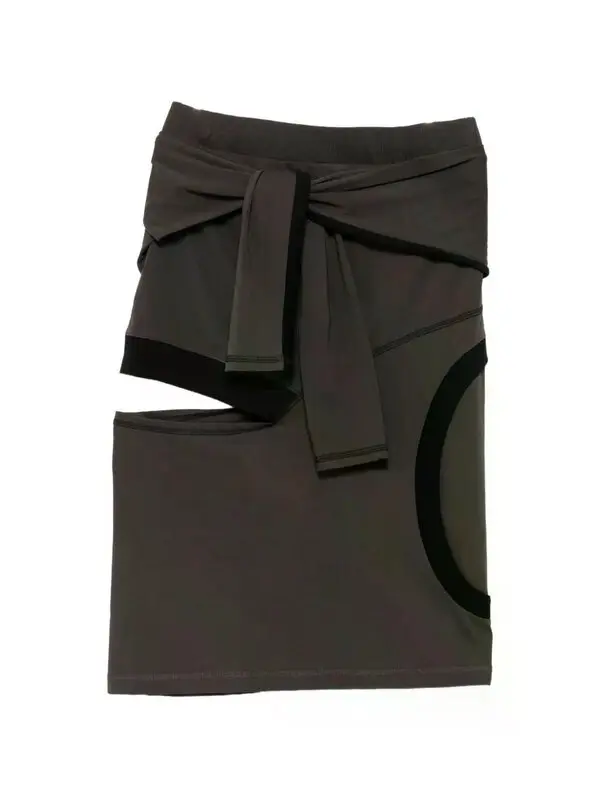 OPEN YY Cut-out Colour-block Midi Skirt - Grey
