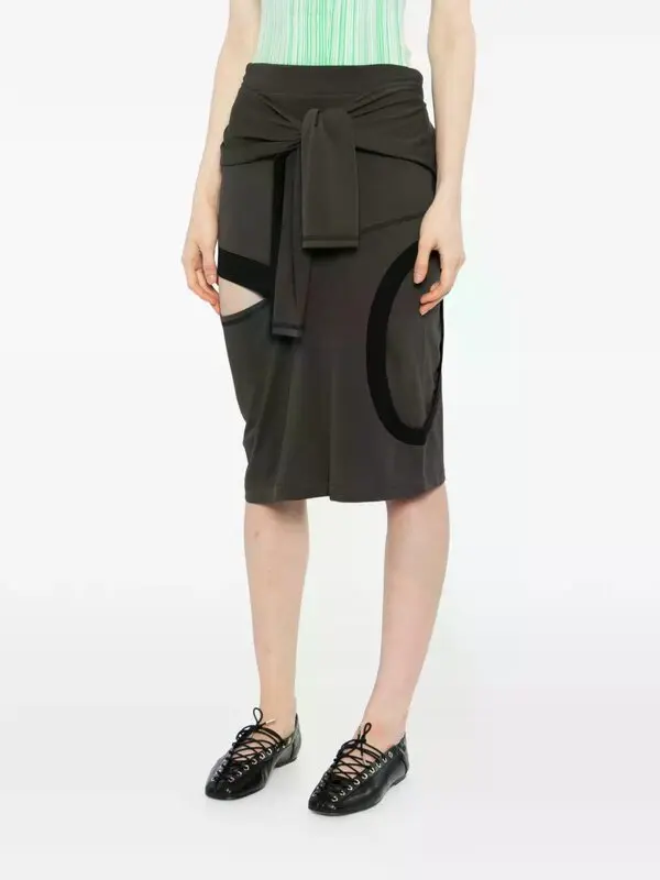 OPEN YY Cut-out Colour-block Midi Skirt