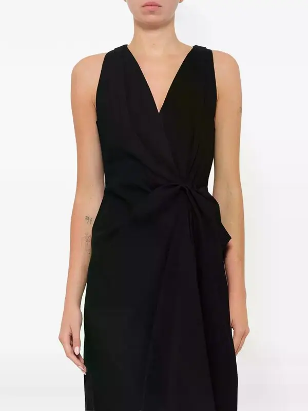 LANVIN V-neck Knot Detail Mini Dress