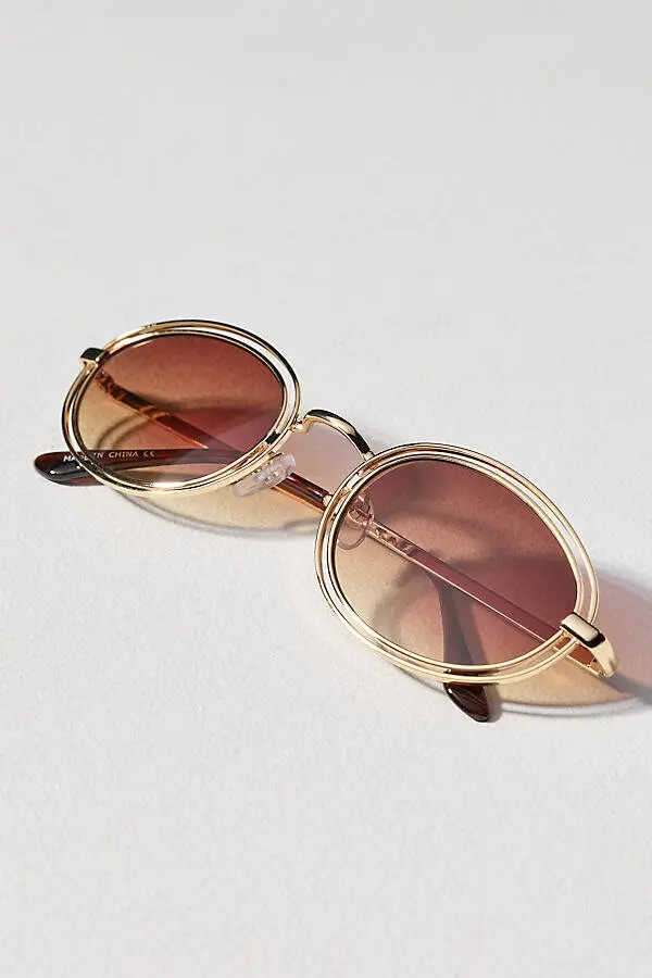 I-SEA Oval Rim Sunglasses - Silver/mauve