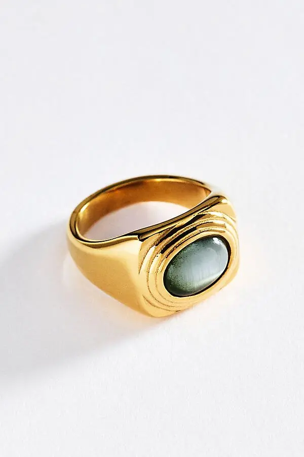 Anthropologie Chunky Stone Statement Ring - Green