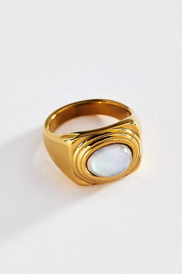 Anthropologie Chunky Stone Cocktail Ring - Opal