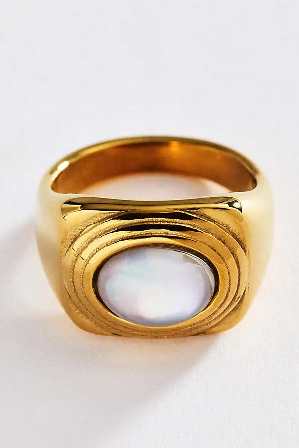 Anthropologie Chunky Stone Cocktail Ring - Opal
