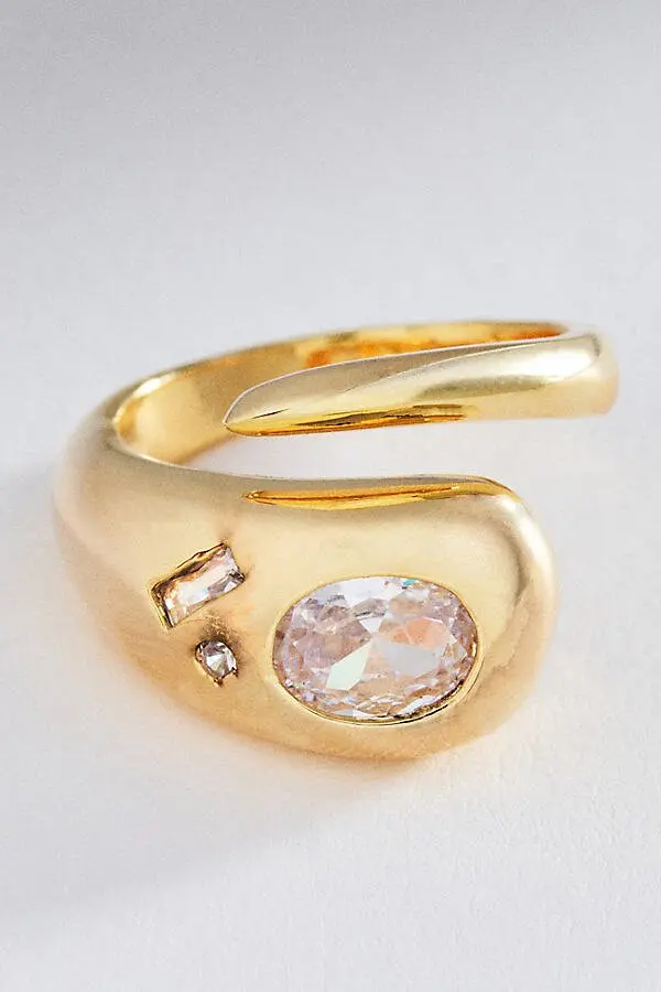 Anthropologie Crystal Wrap Adjustable Ring - Clear