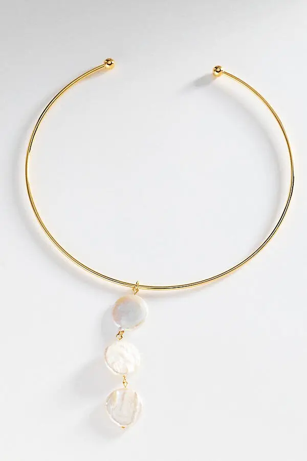 Anthropologie Freshwater Collar Statement Necklace - Pearl