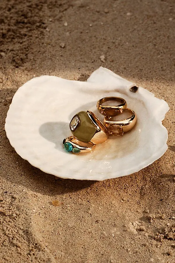 Anthropologie Crystal Resin Cocktail Ring - Mint