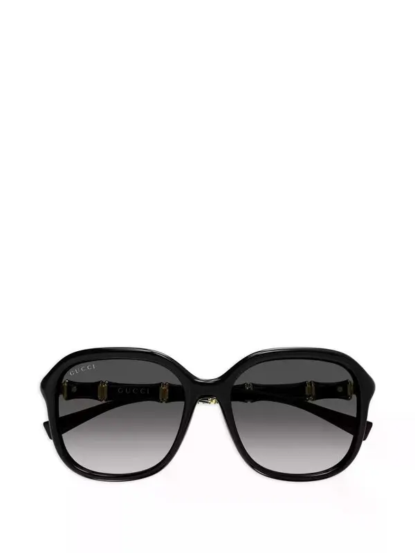 Gucci Bamboo-detail Geometric-frame Sunglasses - Black