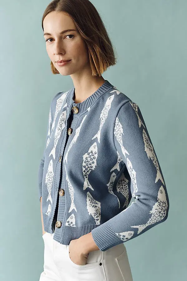 NEVER FULLY DRESSED Marina Hollie Cardigan - Light Blue
