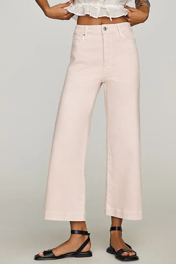 Paige Anessa High-rise Crop Wide-leg Jeans - Pink
