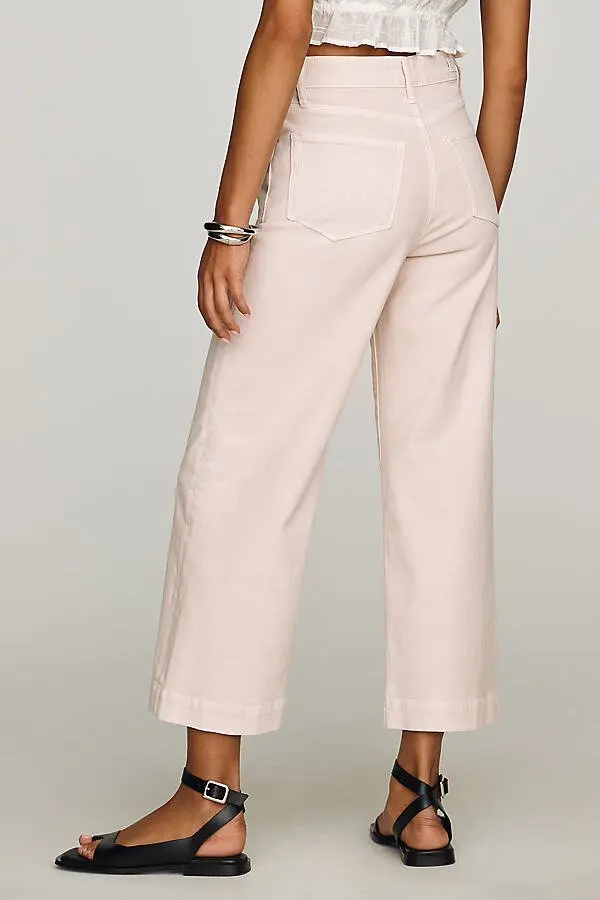 Paige Anessa High-rise Crop Wide-leg Jeans - Pink