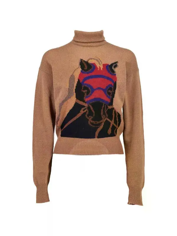 KRIZIA Horse Intarsia Roll Neck Sweater - Neutrals