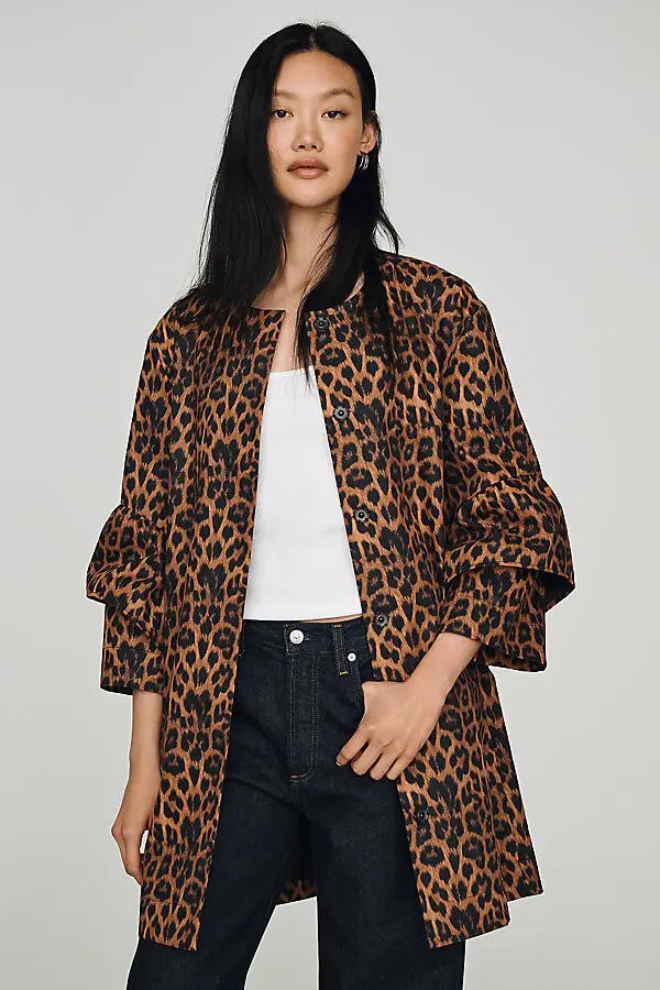 NVLT Animal Print Jacket With Tulip Sleeves