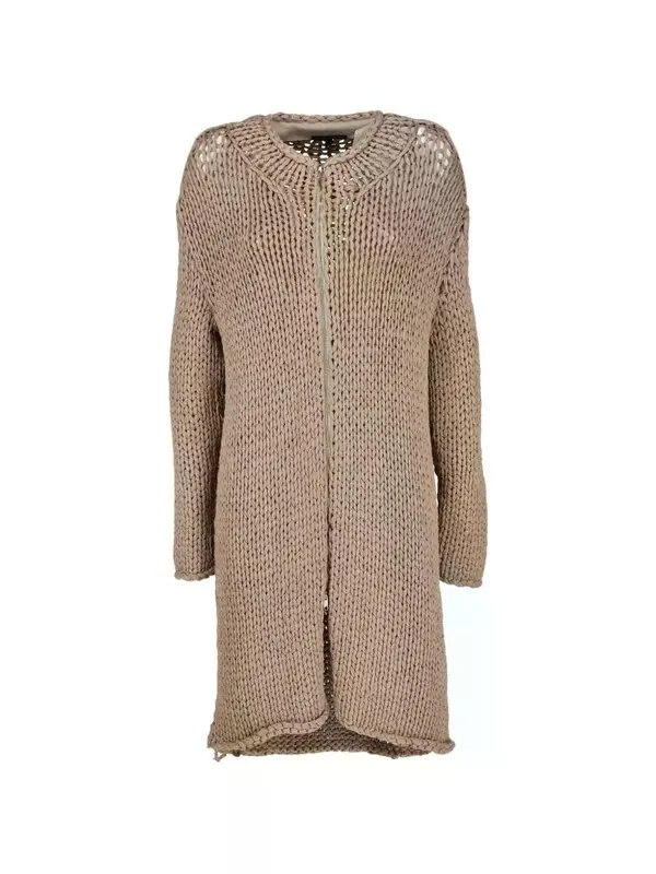 Vintage Zip-up Chunky Knit Sweater - Neutrals