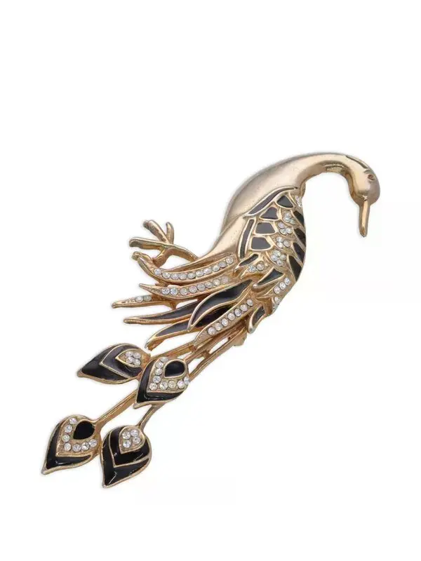 Vintage Crystal-embellished Peacock Brooch