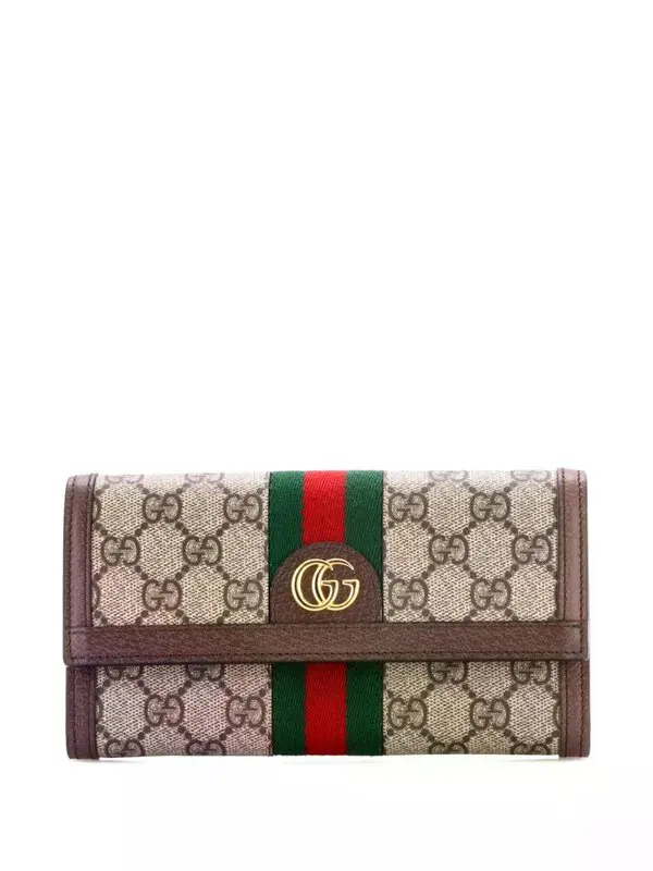 Gucci Ophidia Continental Wallet Gg Coated Canvas Small Wallets - Brown