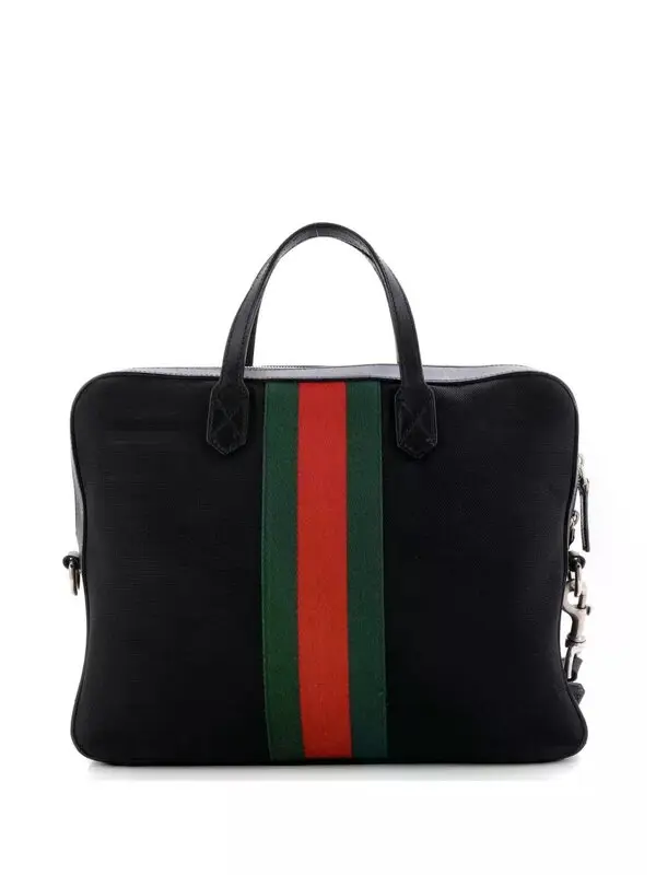 Gucci Web Zip Around Briefcase Techno Canvas Medium Business Bag