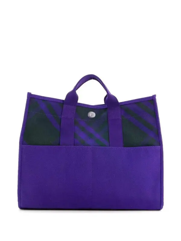 Burberry Large Open Shopper Check Canvas Tote Bag