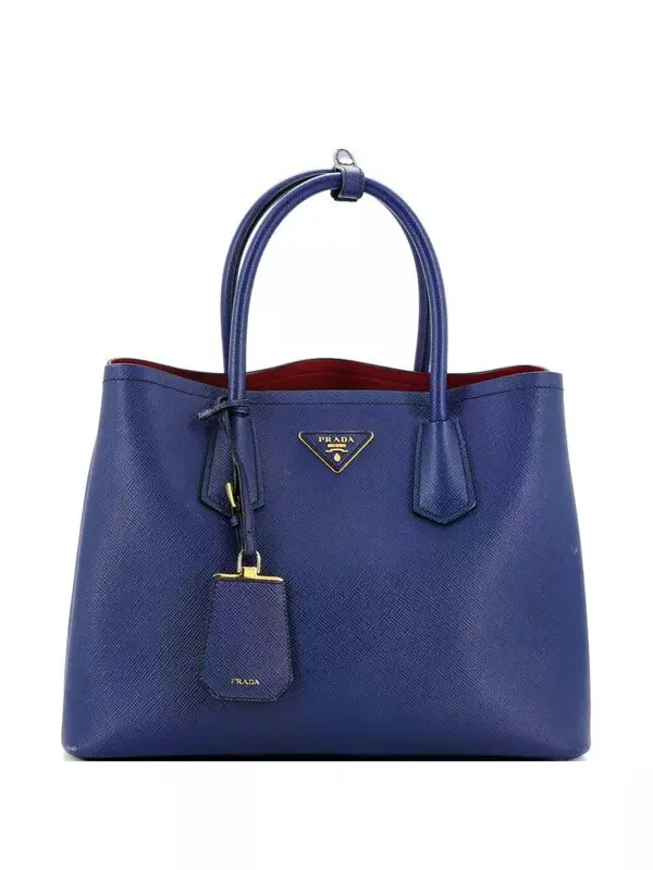 Prada Saffiano Leather Medium Tote Bag - Blue