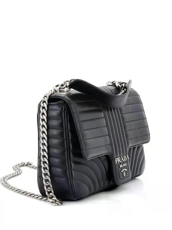 Prada Diagramme Quilted Leather Large Shoulder Bag