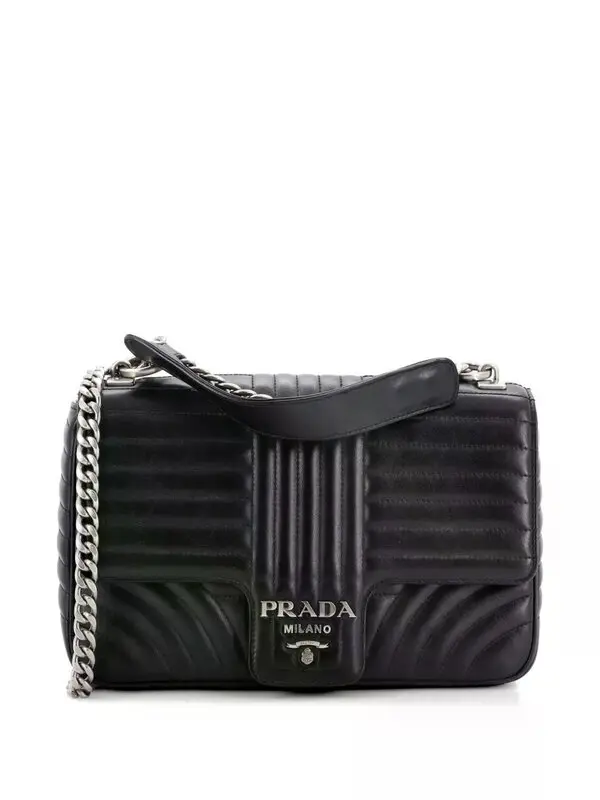 Prada Diagramme Quilted Leather Large Shoulder Bag
