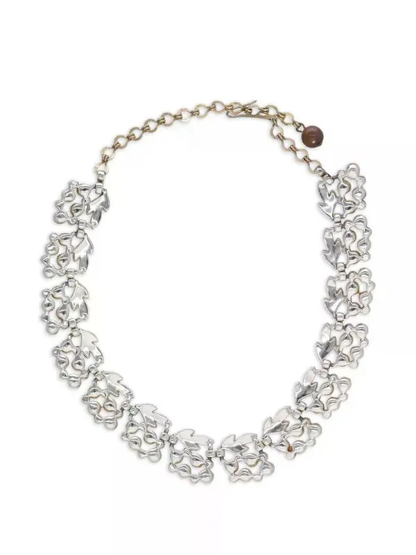 Vintage Leaf-motif Beaded Necklace With Crystal Embellishment