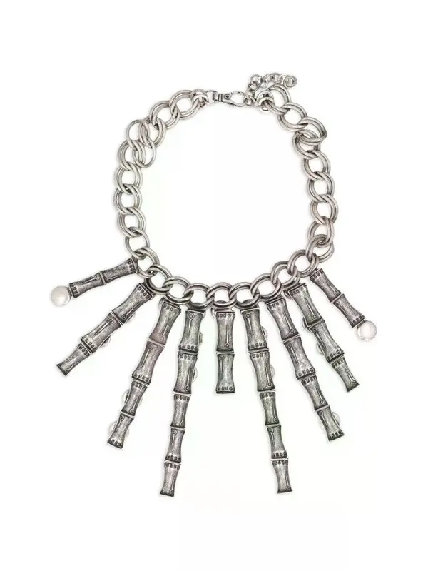 Vintage Bamboo-effect Crystal-embellished Necklace