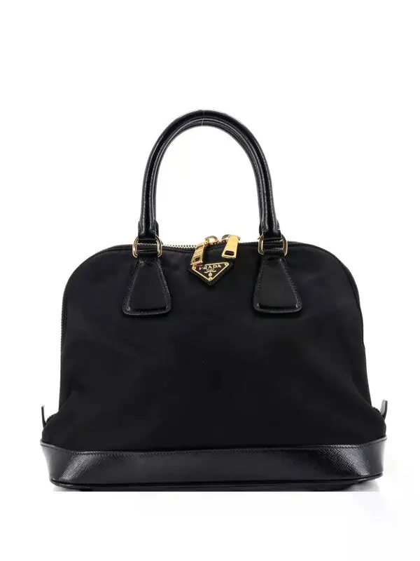 Prada Tessuto And Saffiano Leather Medium Satchel - Black