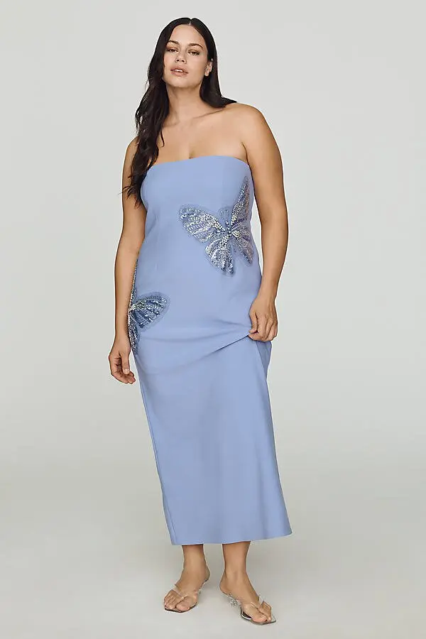 ELLIATT Mira Butterfly Strapless Midi Dress