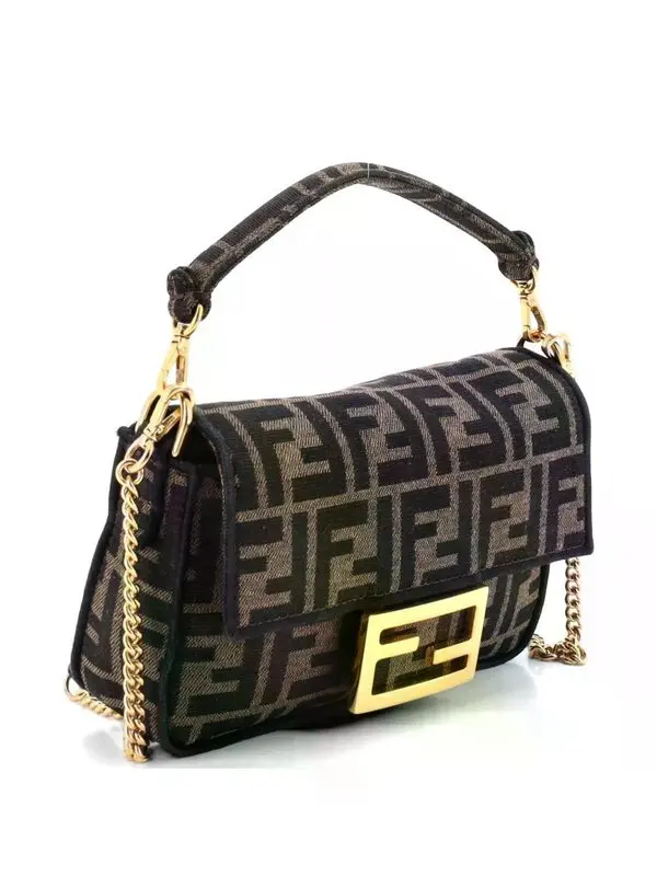 Fendi Zucca Canvas Mini Baguette Bag - Brown