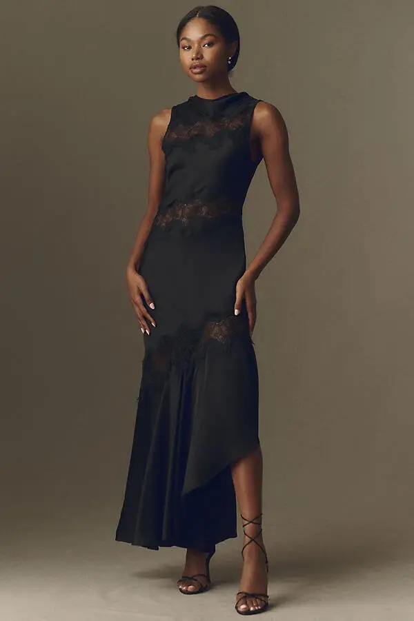 Shona Joy Simona Asymmetrical Panelled Maxi Dress - Black