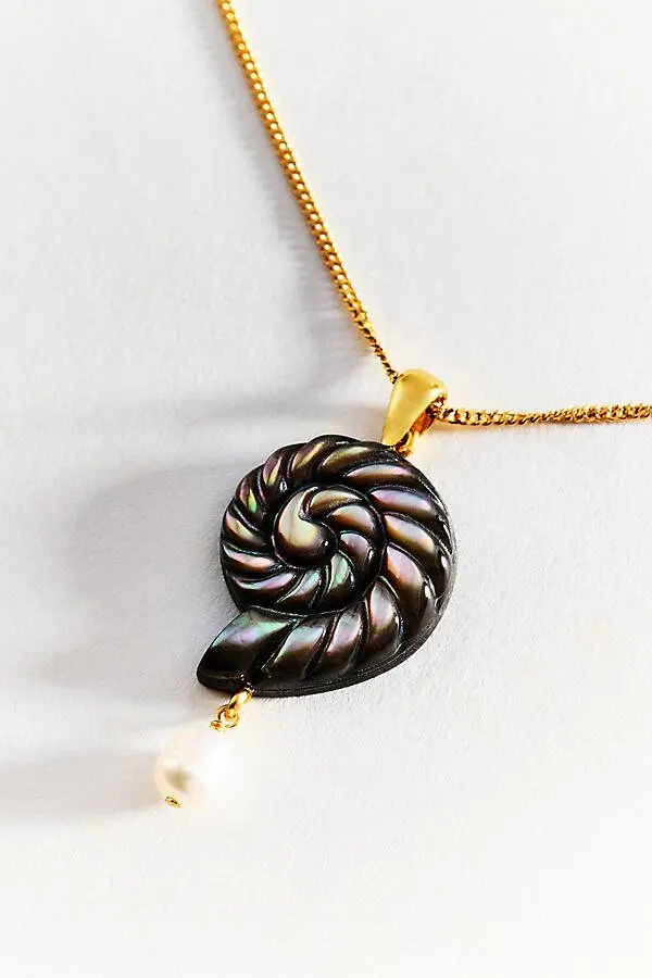 Chan Luu Nautilus Pendant Necklace With Pearl Accent