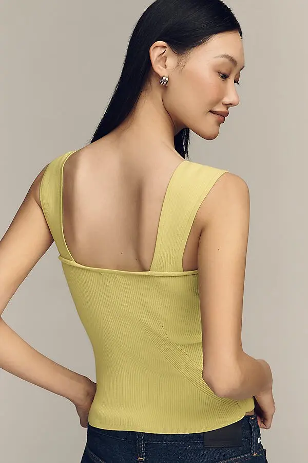 Maeve Icon Sweetheart Knit Tank Top - Chartreuse