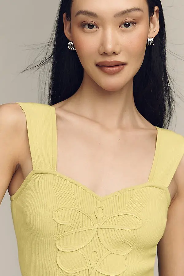 Maeve Icon Sweetheart Knit Tank Top - Chartreuse