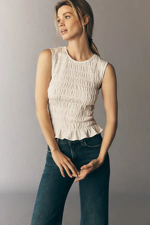 Sanctuary Smocked Cotton Tank Top